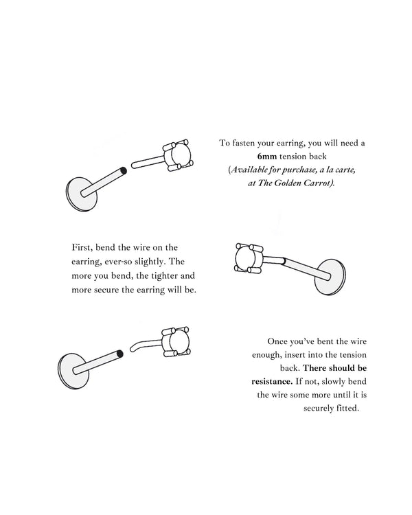 Flat Back Earring (tension back included) - The Golden Carrot